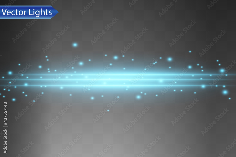 Abstract blue laser beam. Transparent isolated on black background ...