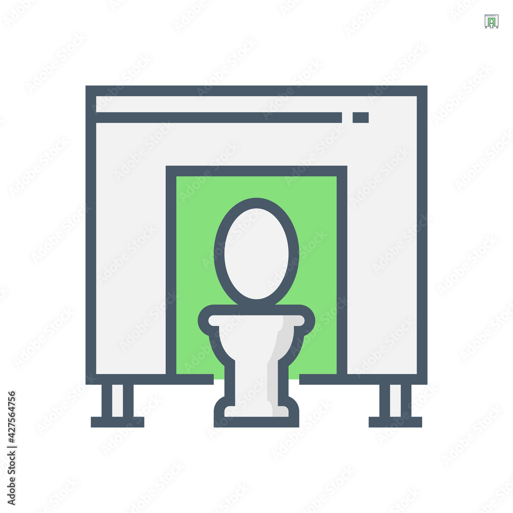 Toilet cubicle vector icon. Also called sanitary partition, stall or ...