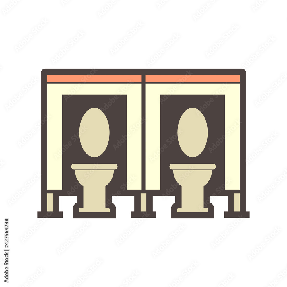Toilet cubicle vector icon. Also called sanitary partition, stall or ...
