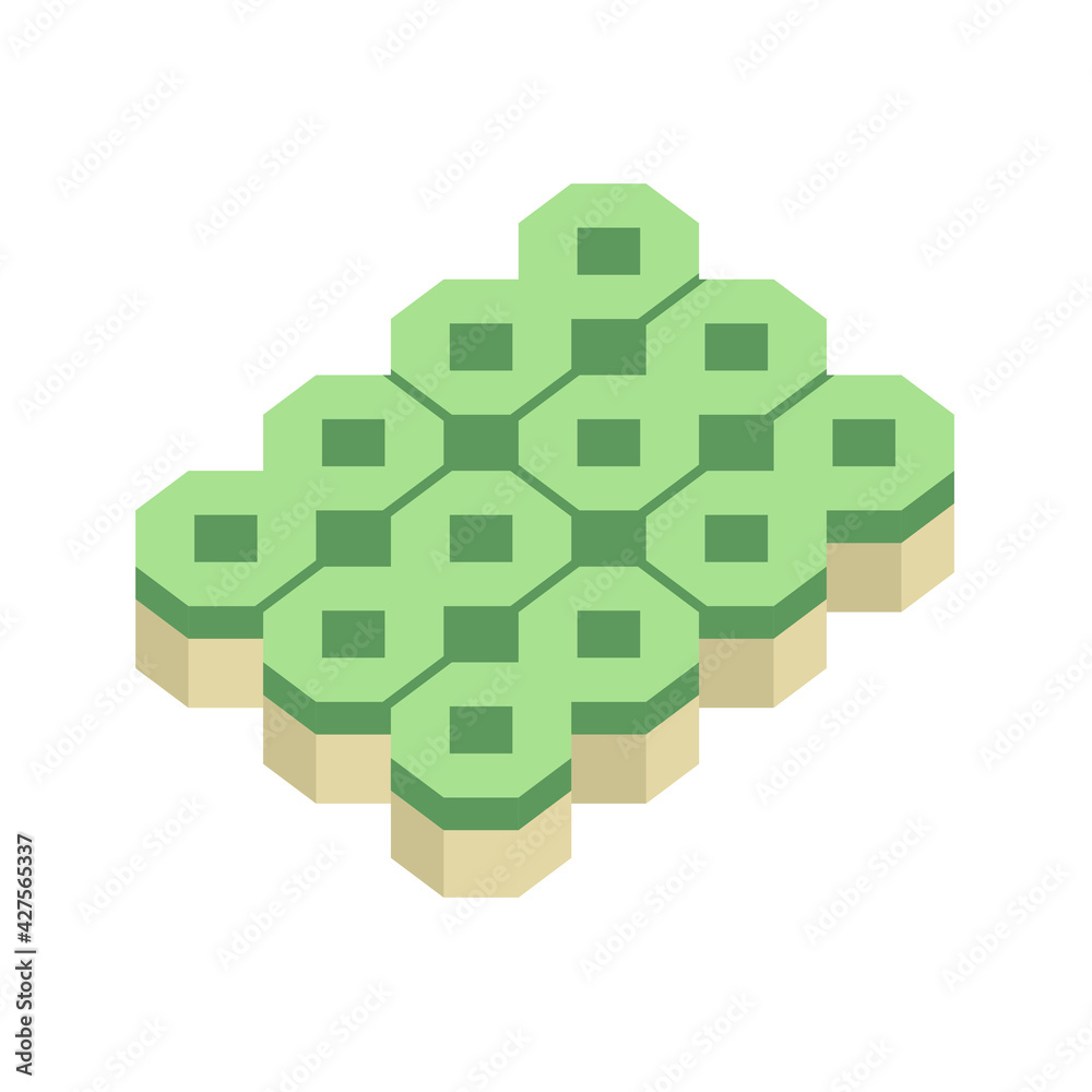 Permeable concrete paver block pavement floor or brick vector icon ...