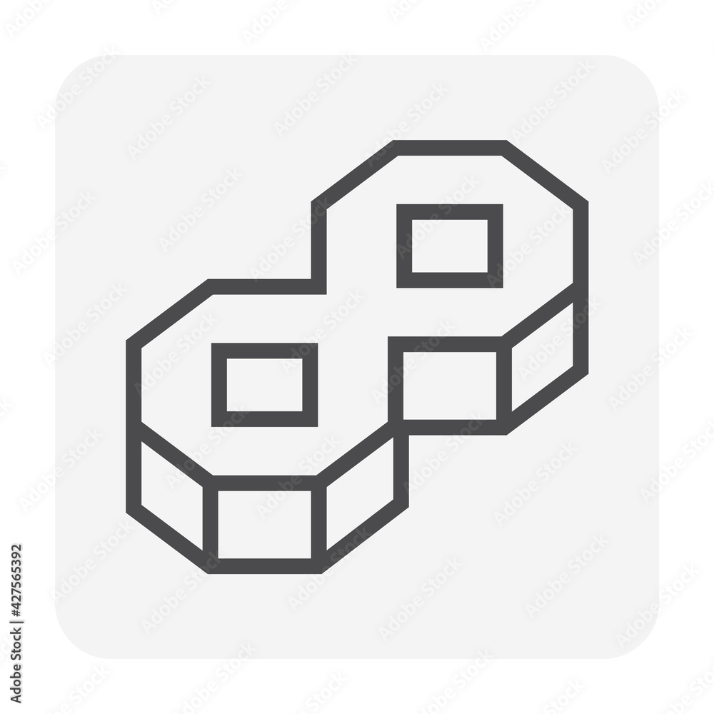 Permeable concrete paver block pavement floor or brick vector icon. For ...