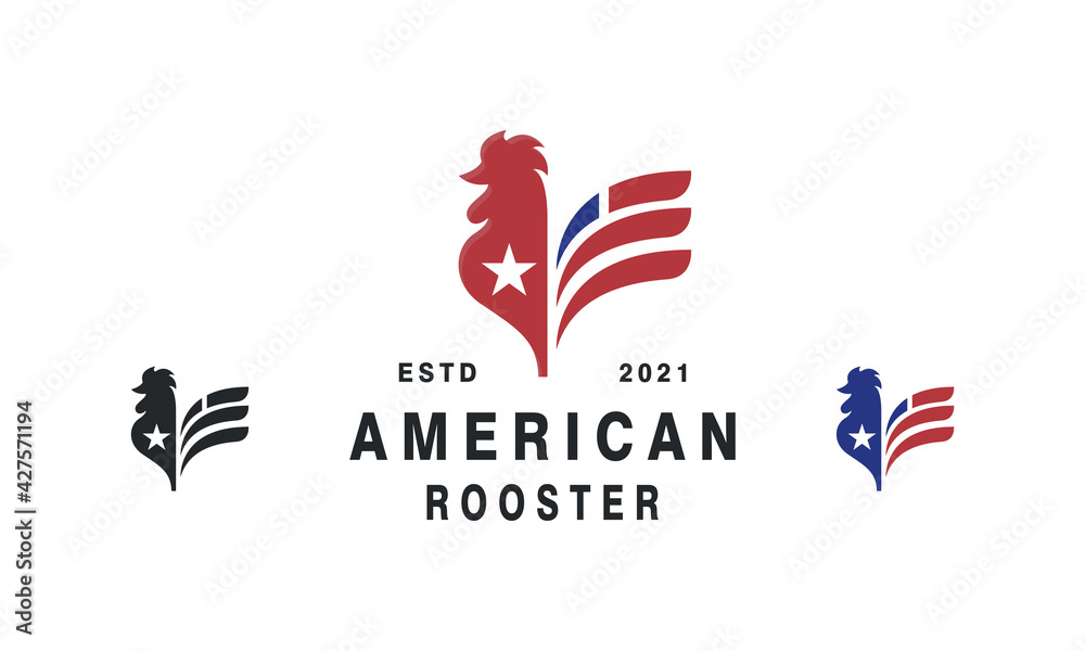 American Rooster Logo Design Inspiration - Isolated vector Illustration ...