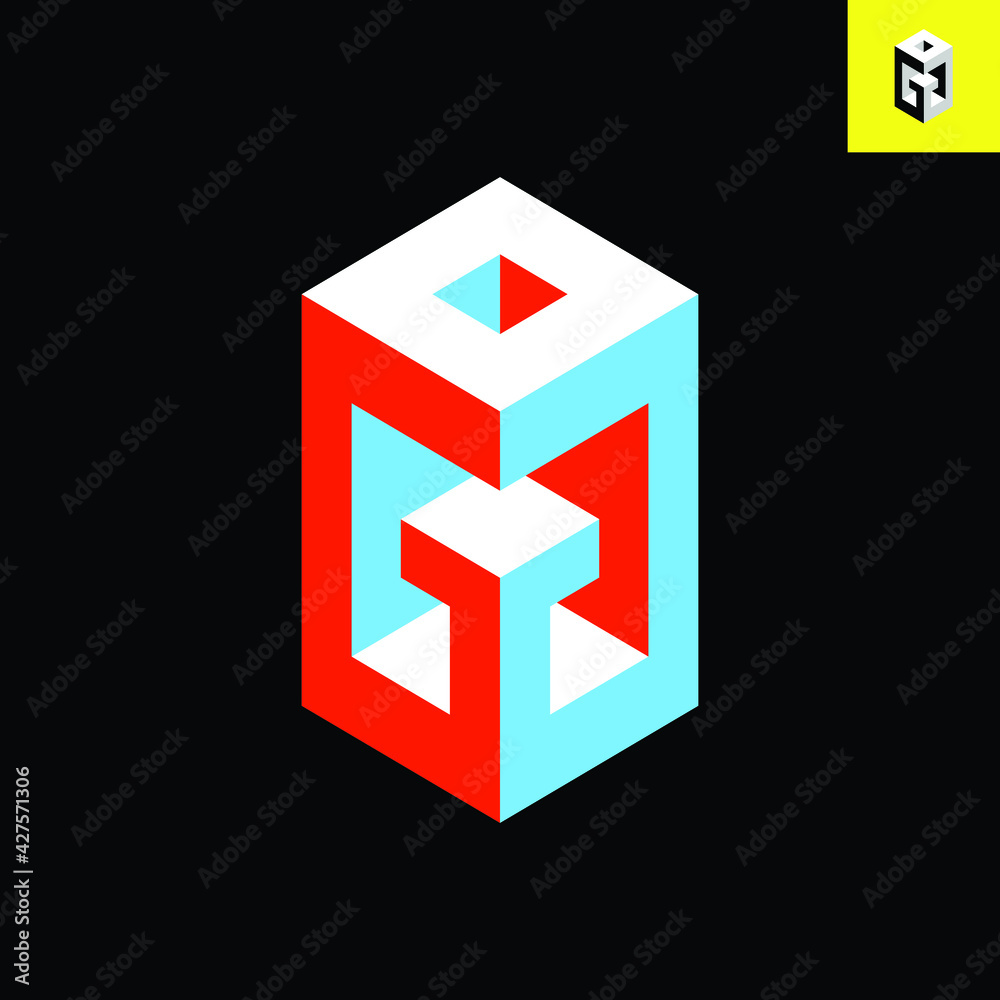 Letter G 3D Logo Mirrored twin Letter G monogram logo design in stylish ...