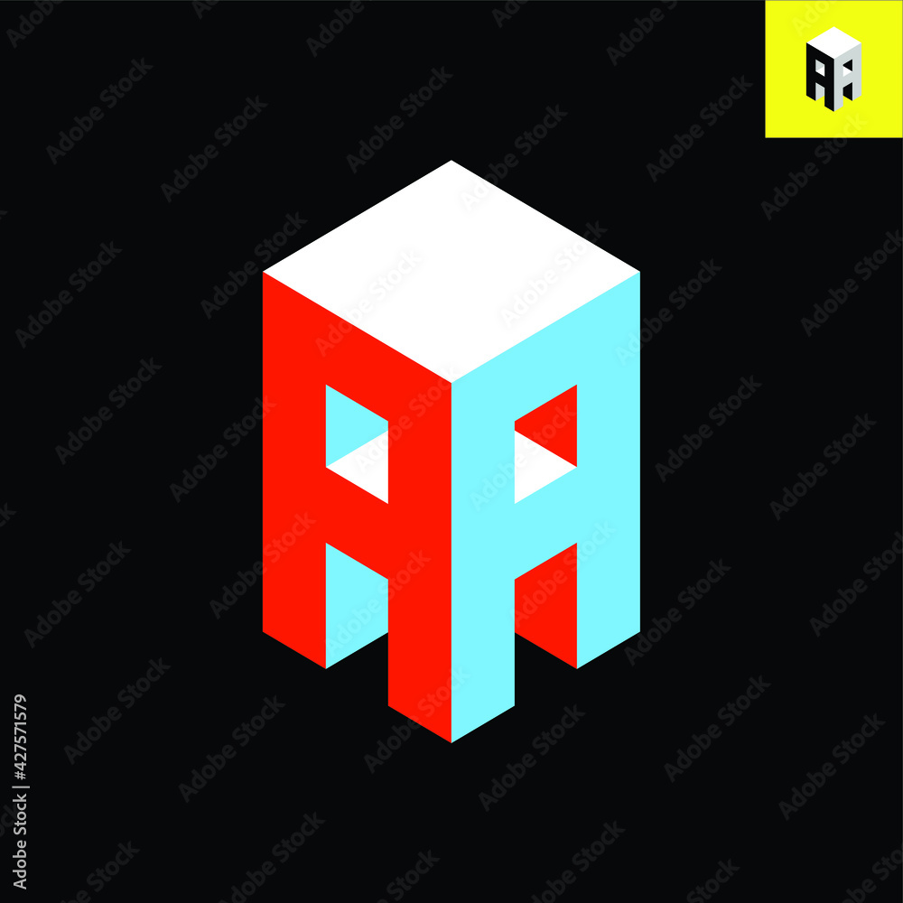 Letter A 3D Logo Mirrored twin Letter A monogram logo design in stylish ...
