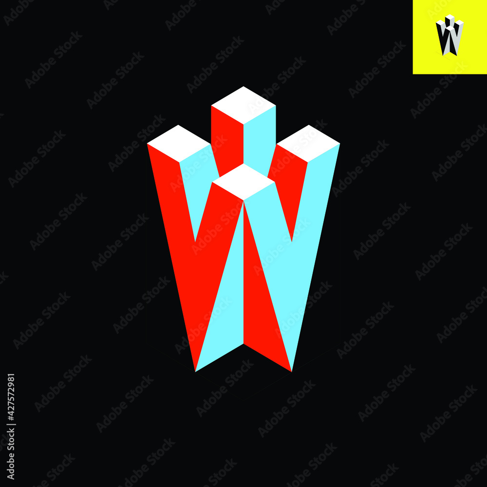 Letter V 3D Logo Mirrored twin Letter V monogram logo design in stylish ...