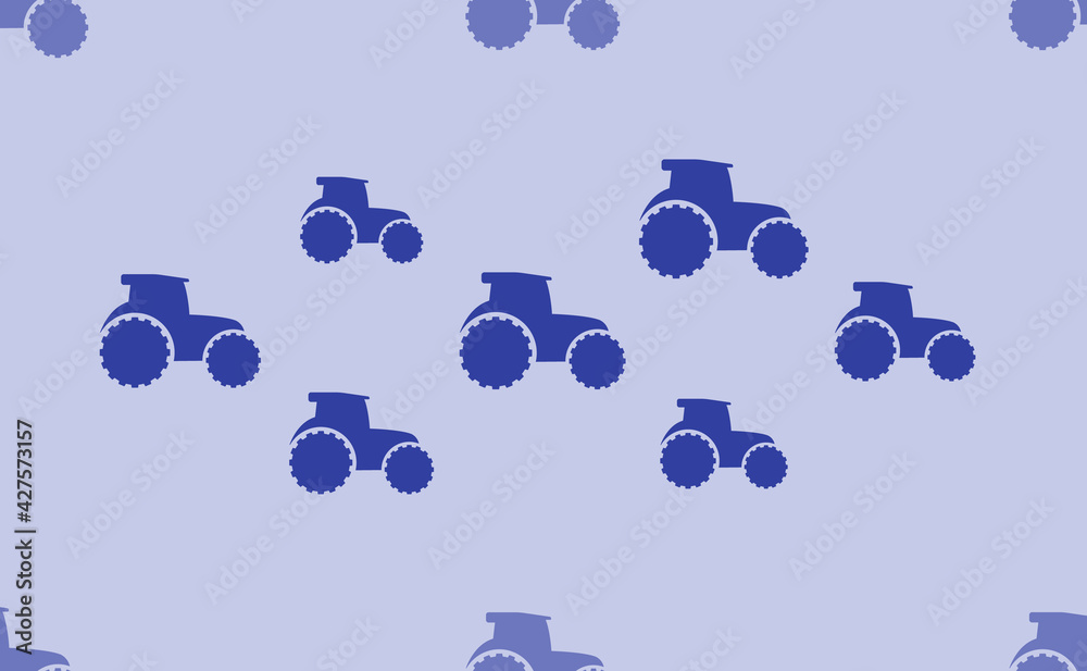 Seamless pattern of large isolated blue tractor symbols. The pattern is ...