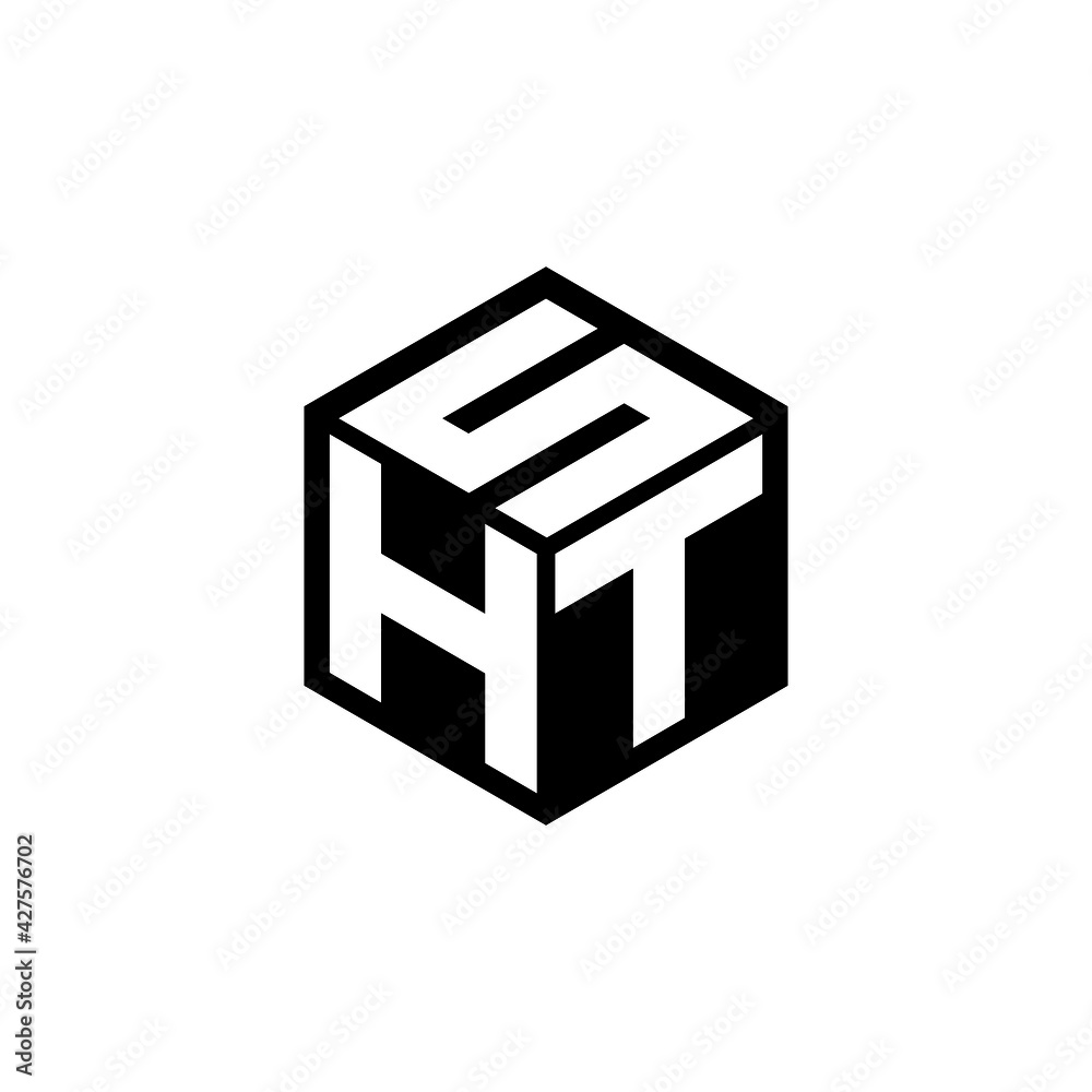 HTS letter logo design with white background in illustrator, cube logo ...