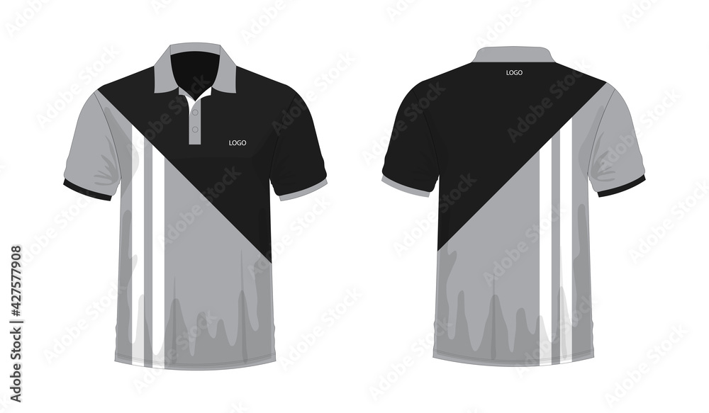 T-shirt Polo grey and black template for design on white background ...