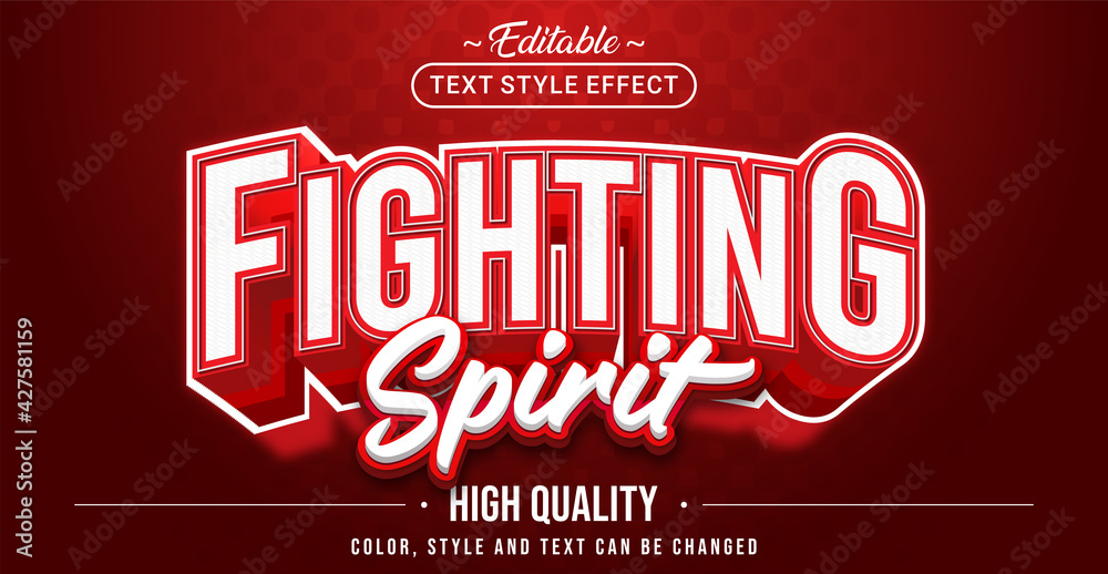 Editable text style effect - Fighting Spirit text style theme. Stock ...