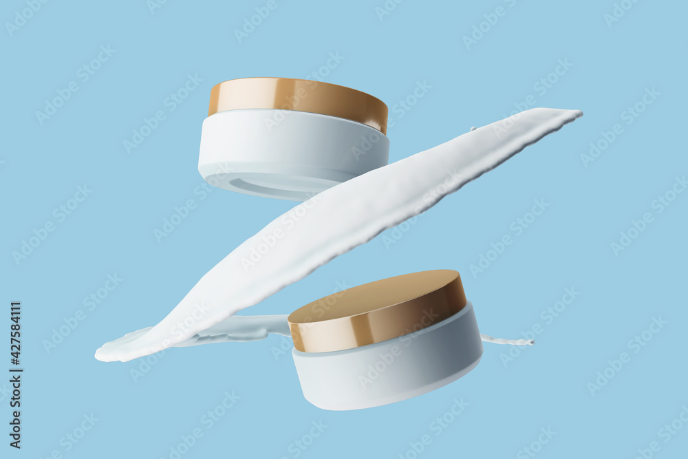 Realistic floating cosmetic face cream jar mockup template with ...