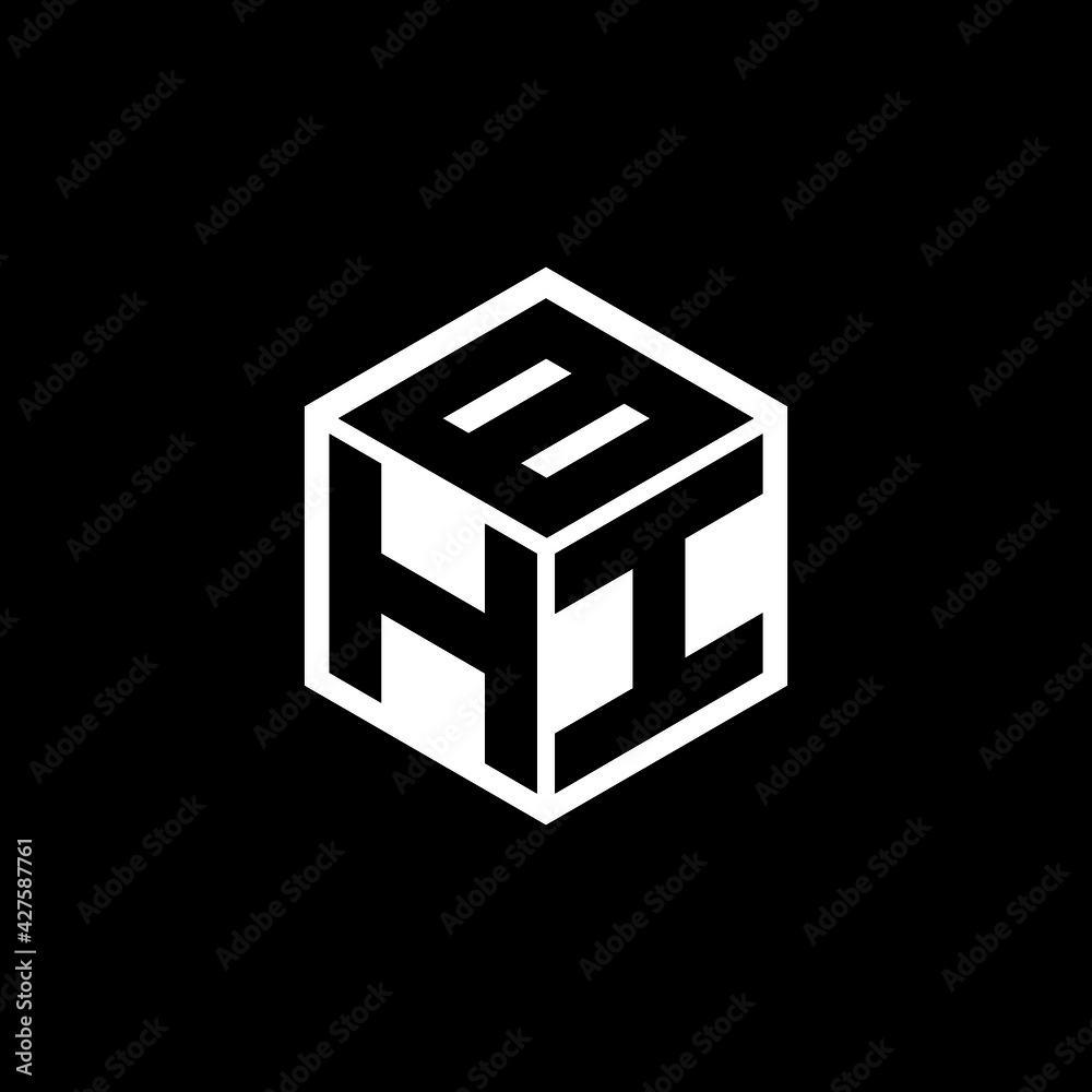 HIB letter logo design with black background in illustrator, cube logo ...