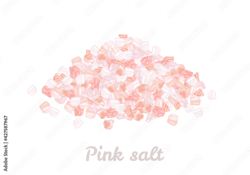 Heap of Himalayan pink salt isolated on white background. Vector ...