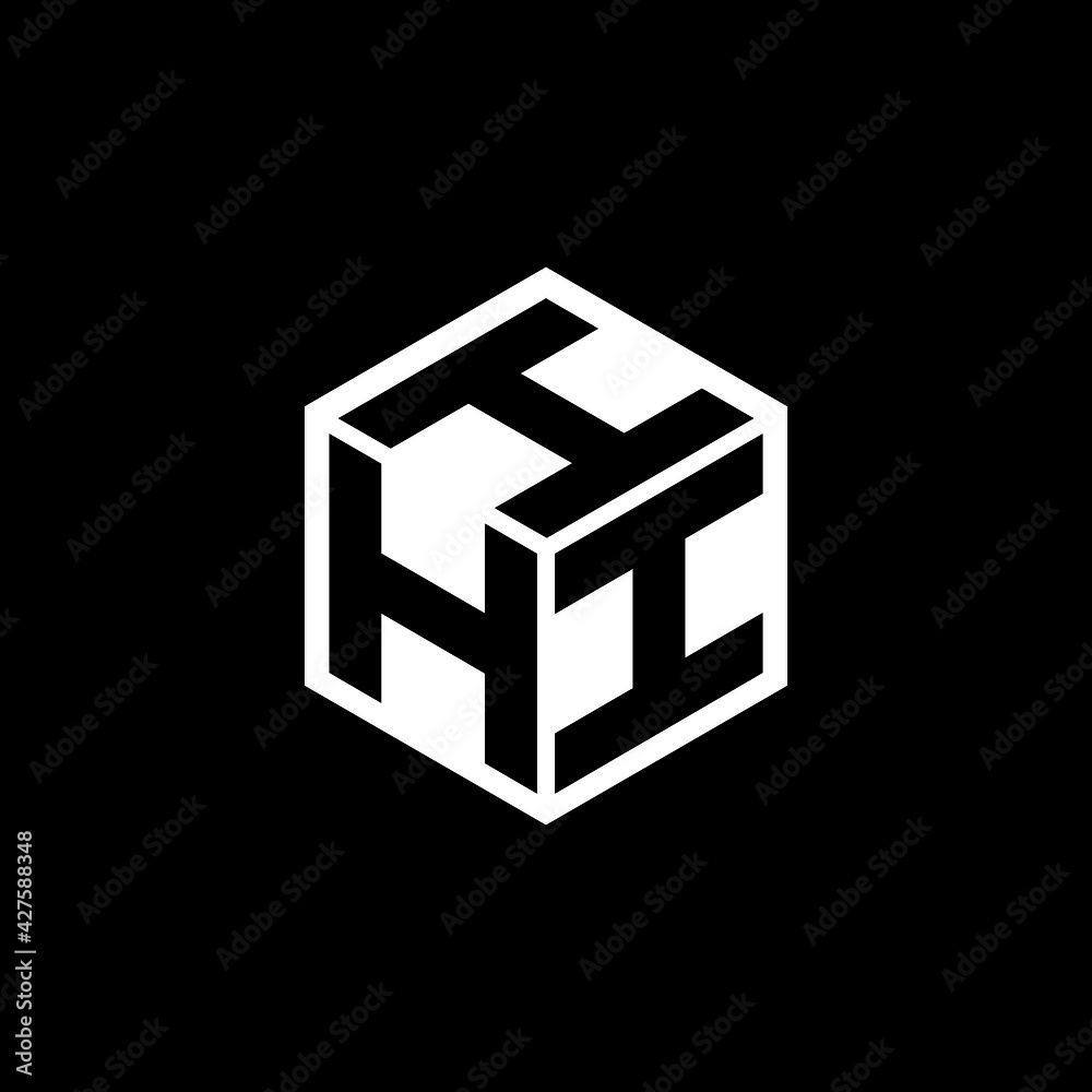 HII letter logo design with black background in illustrator, cube logo ...