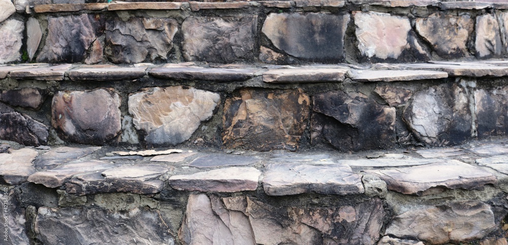 stone destroyed steps as an element of exterior design, textured ...