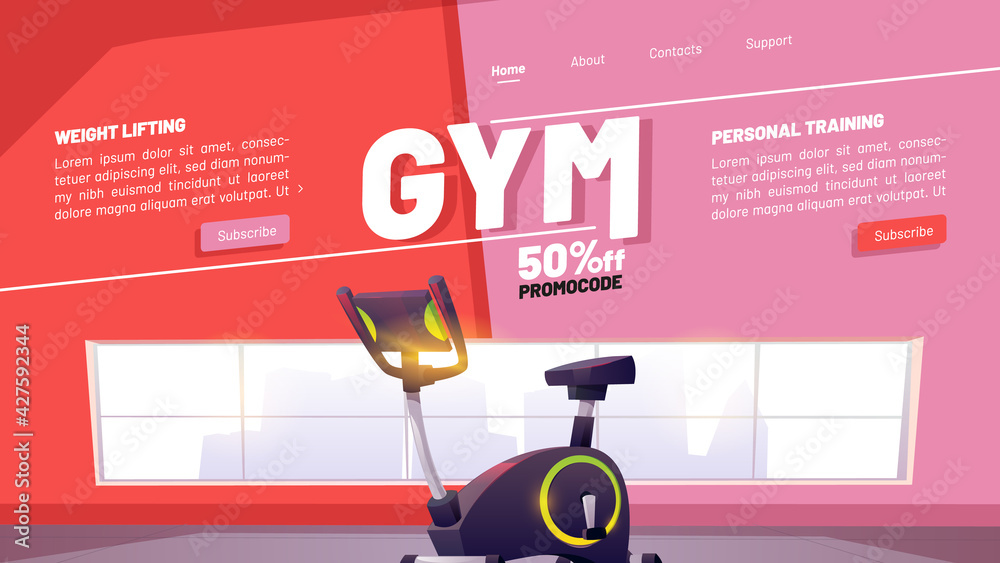 Gym poster, fitness club and online workout. Concept of sport training ...