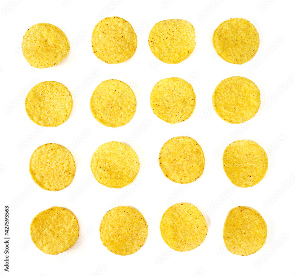 round corn chips isolated on white background Stock Photo | Adobe Stock