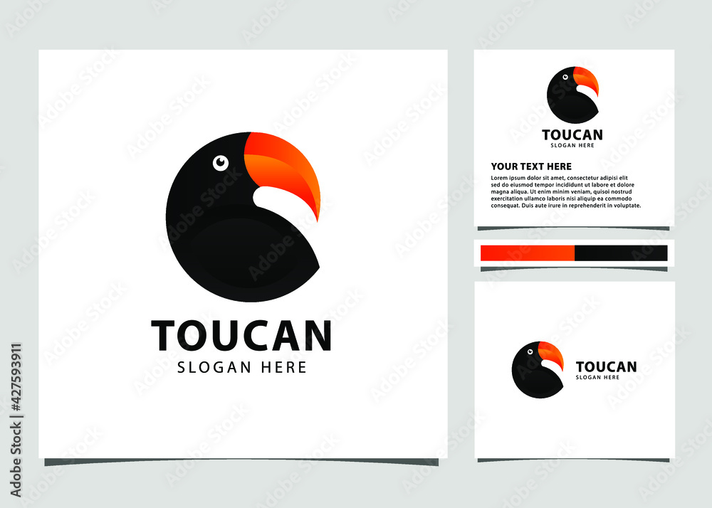 Bird Toucan logo icon symbol. Clean shape toucan bird head vector logo ...