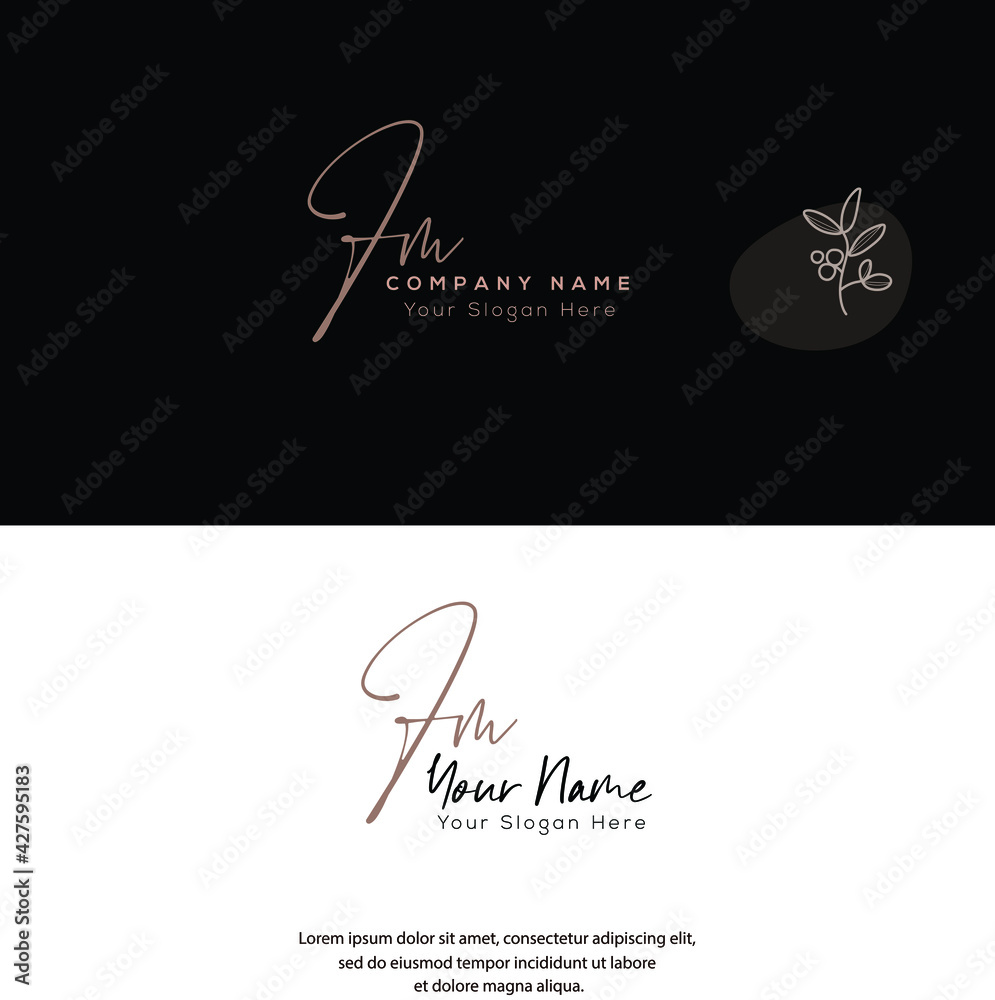 F M FM Initial letter handwriting and signature logo. Beauty vector ...