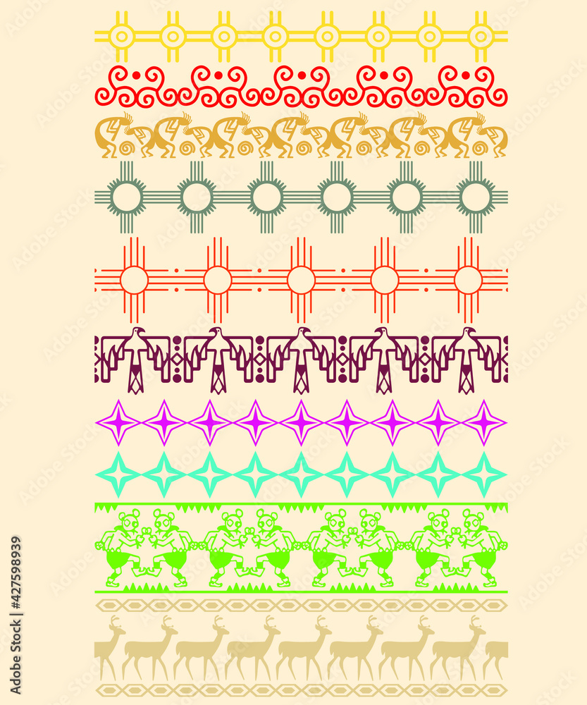 10 Native American Symbols Borders II Stock Vector | Adobe Stock