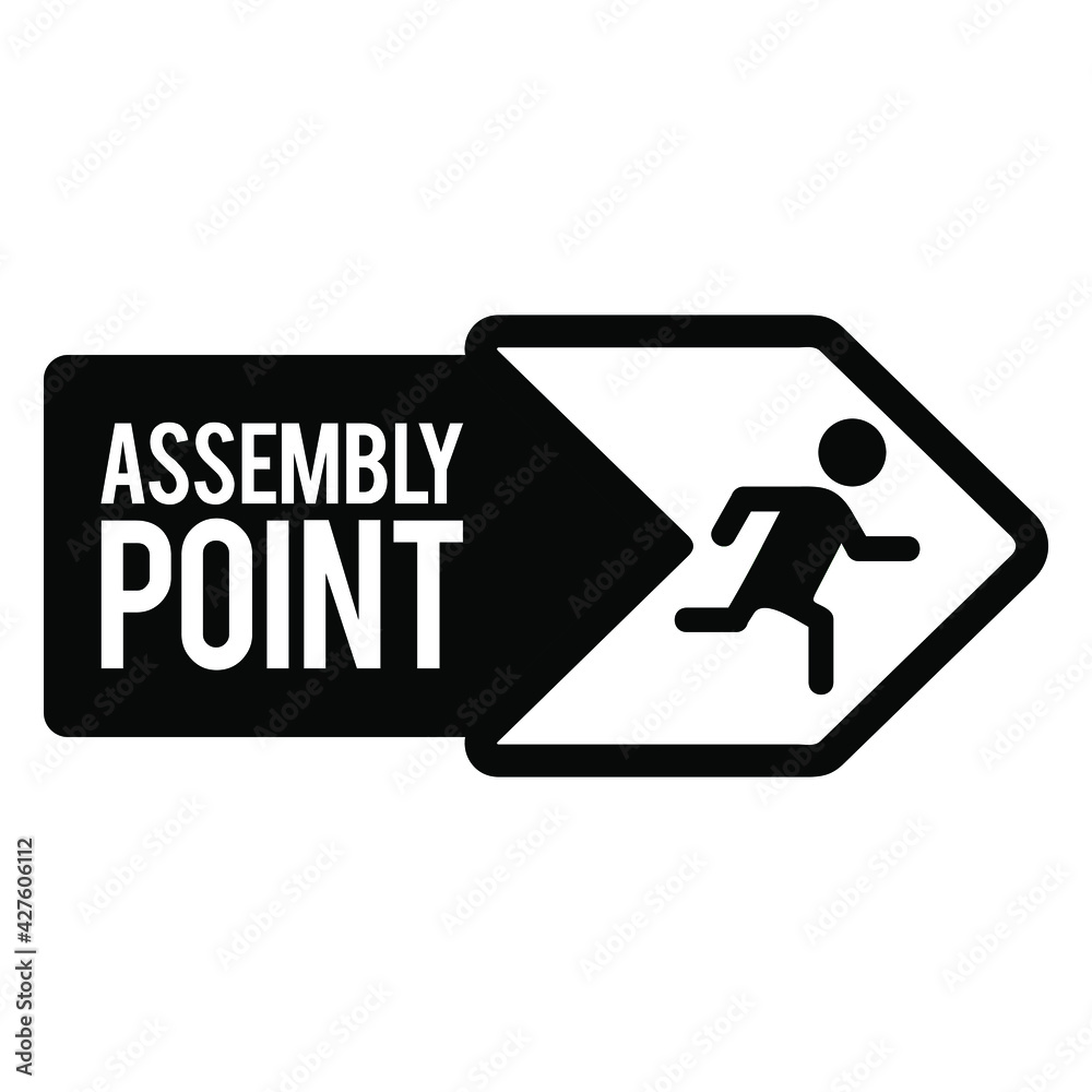 Emergency evacuation assembly point sign, gathering point signboard ...