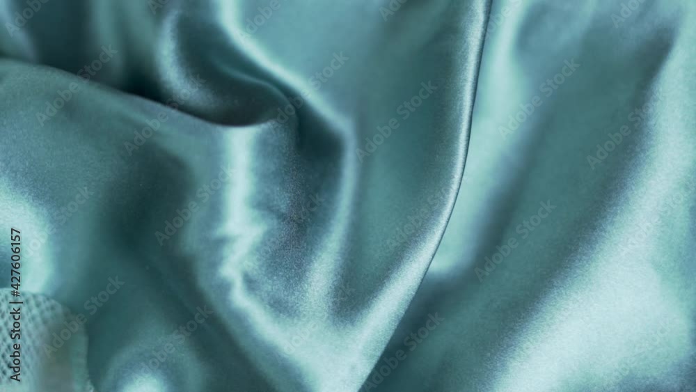Vidéo Stock Light Blue Natural Shiny Smooth Silk Fabric. The Structure ...