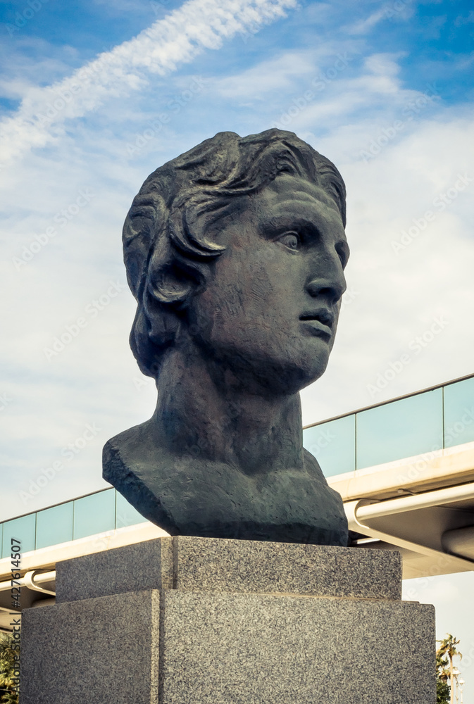 Alexander the Great in the park of the library Bibliotheca Alexandrina ...