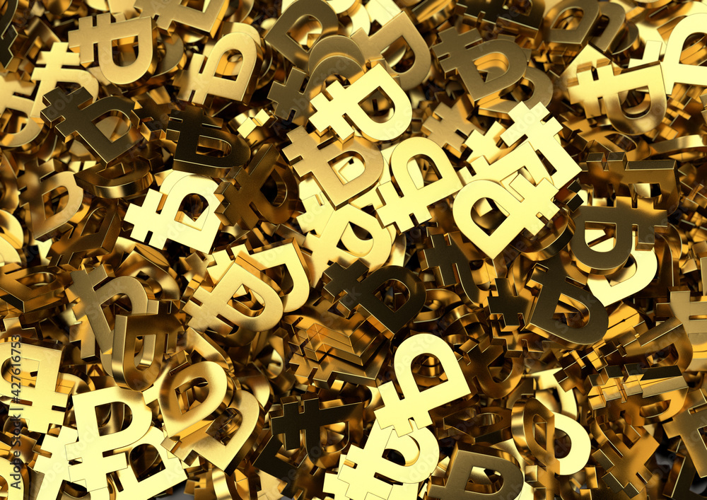 symboles de la devise monnaitaire Russe, le Rouble, disposés comme des ...