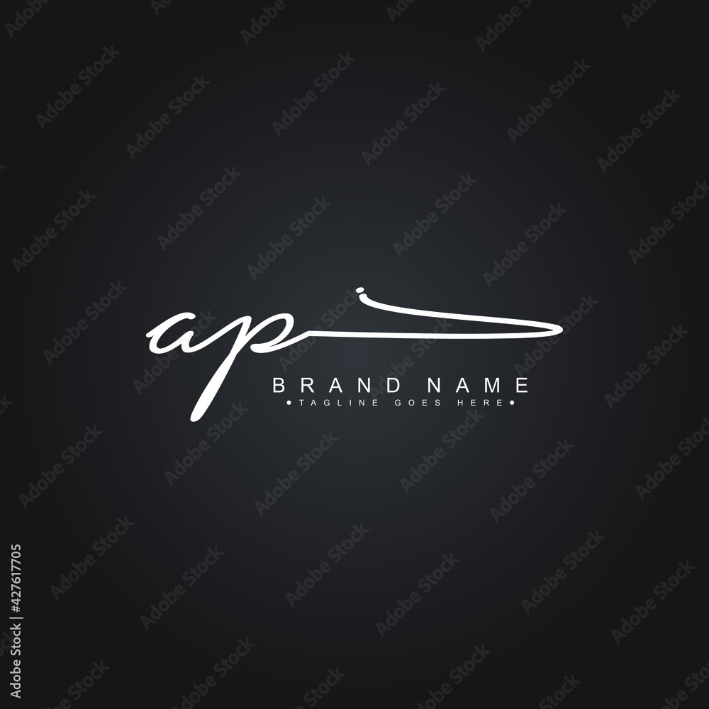 Initial Letter AP Logo - Handwritten Signature Style Logo Stock Vector ...