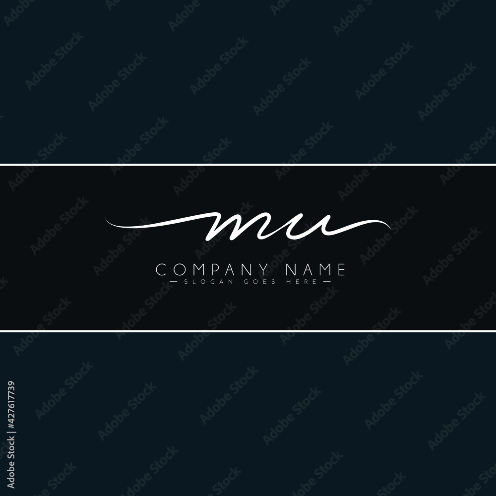 Initial Letter MU Logo - Handwritten Signature Logo Stock Vector ...