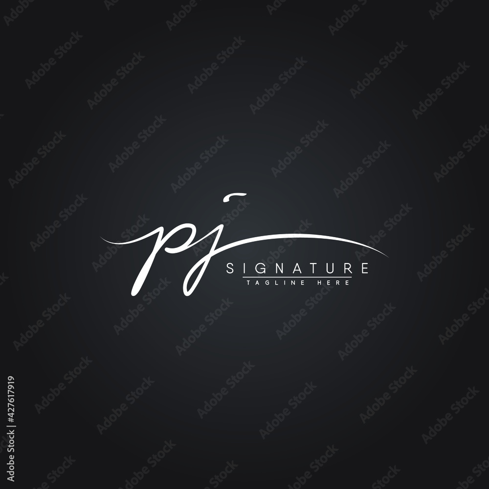 Initial Letter PJ Logo - Hand Drawn Signature Logo Stock Vector | Adobe ...