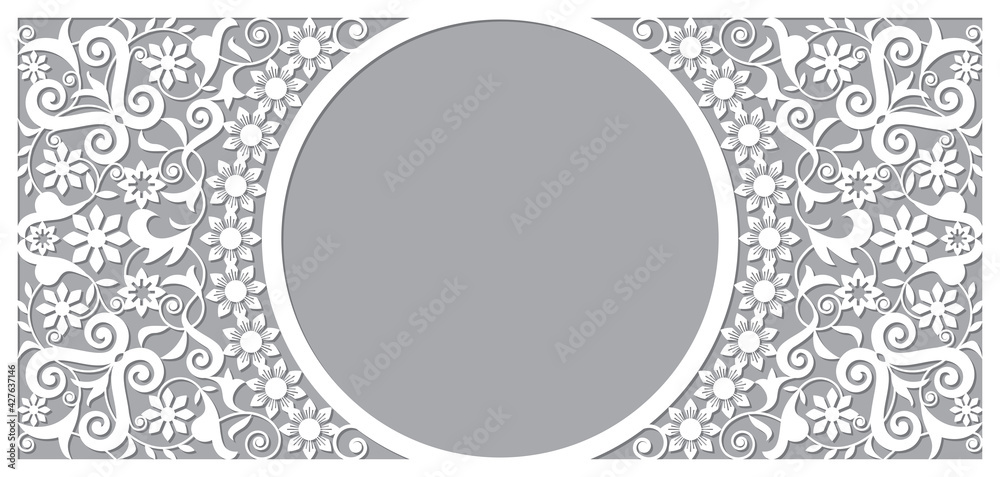 Moroccan vector openwork frame and border greeting card design in ...