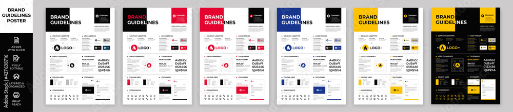 DIN A3 Brand Guidelines Poster Layout Set, Brand Manual Templates ...