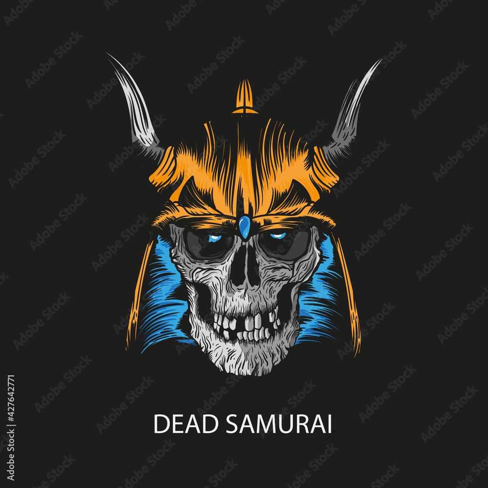 Samurai skull vector illustration Stock Vector | Adobe Stock