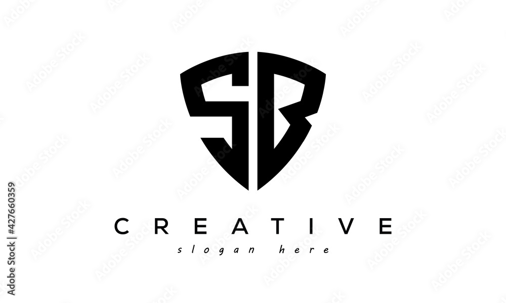 SB letter creative logo with shield Stock Vector | Adobe Stock
