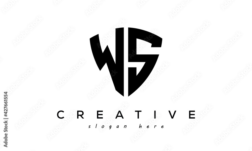 WS letter creative logo with shield Stock Vector | Adobe Stock
