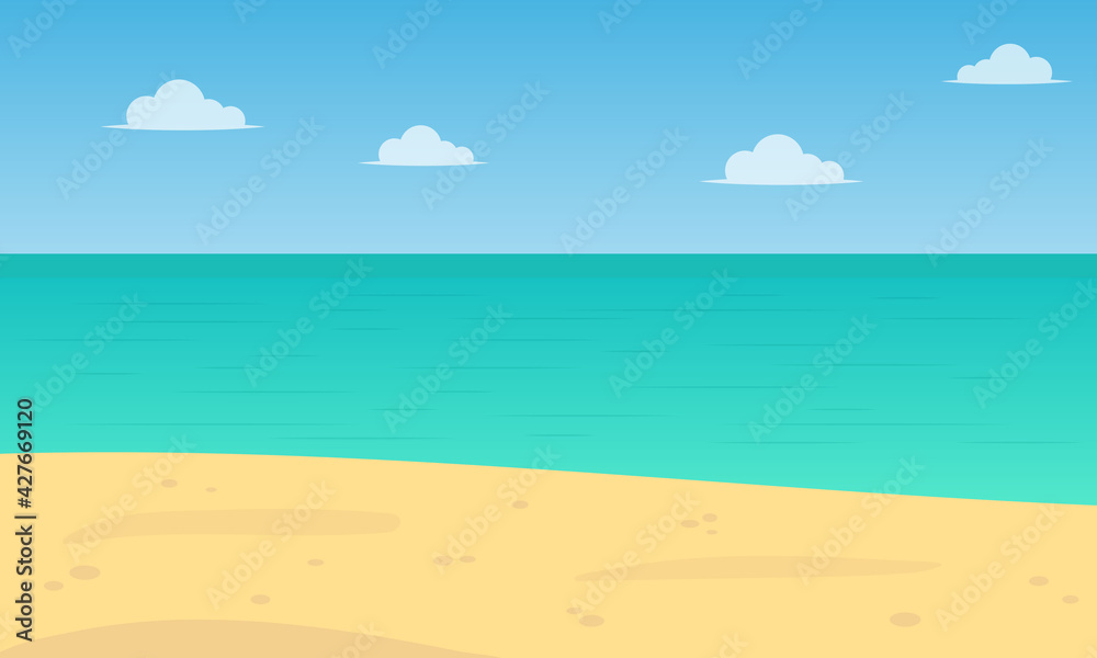 Cartoon beach background. Vector illustration Stock Vector | Adobe Stock