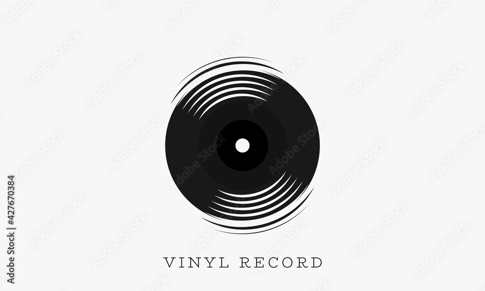 vinyl record logo design vector. Stock Vector | Adobe Stock