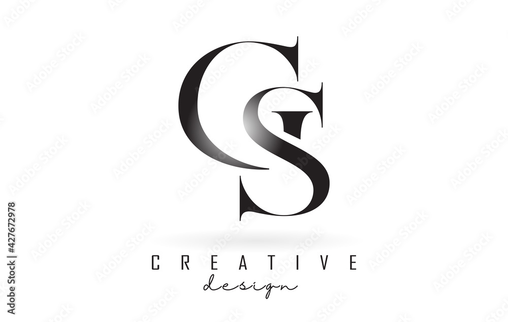 GS g s letter design logo logotype concept with serif font and elegant ...