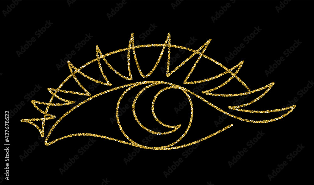 Beautiful golden woman face in line art style. Stock Vector | Adobe Stock