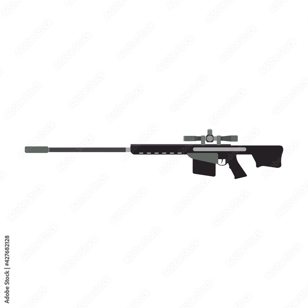 Sniper rifle gun army weapon vector illustration military firearm ...