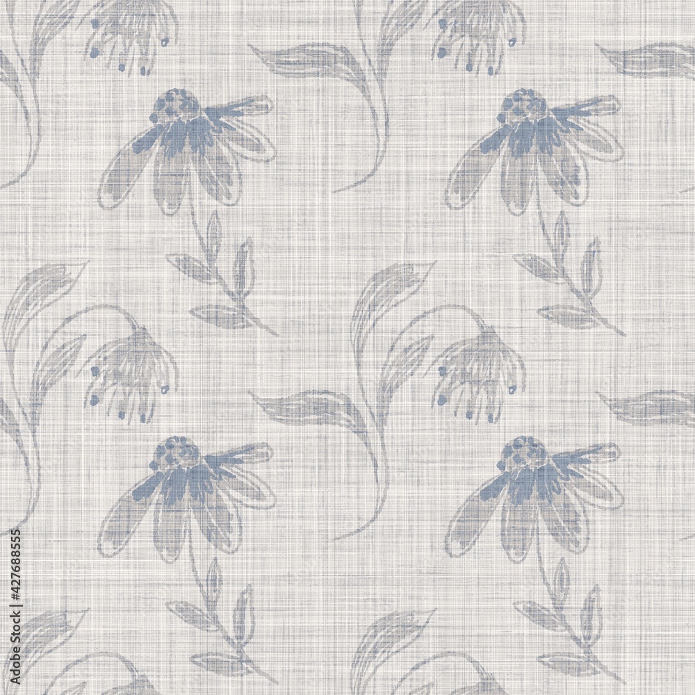 Seamless french farmhouse floral linen printed background. Provence ...