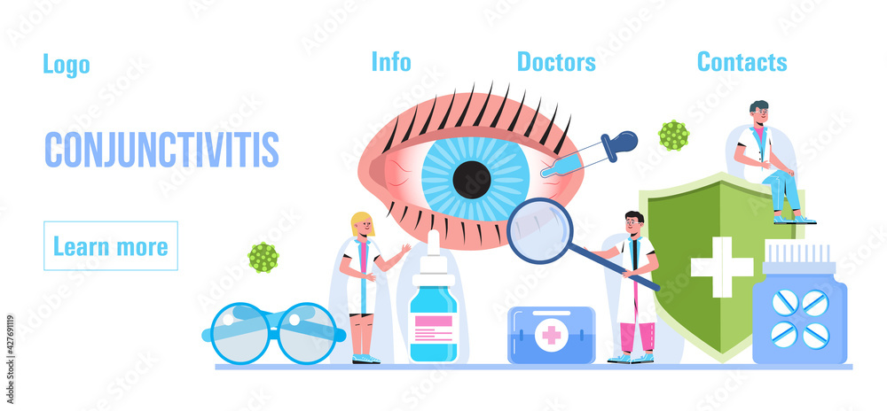 Conjunctivitis concept vector.Eye doctor concept for health care banner ...