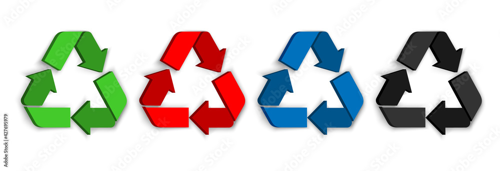 Recycling.Set recycle colorful and 3d icons sign.Colorful icons for ...