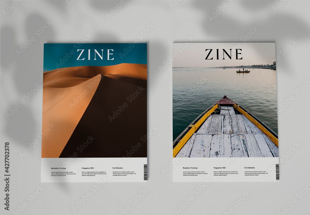 Two Magazine Covers Mockup Stock Template | Adobe Stock