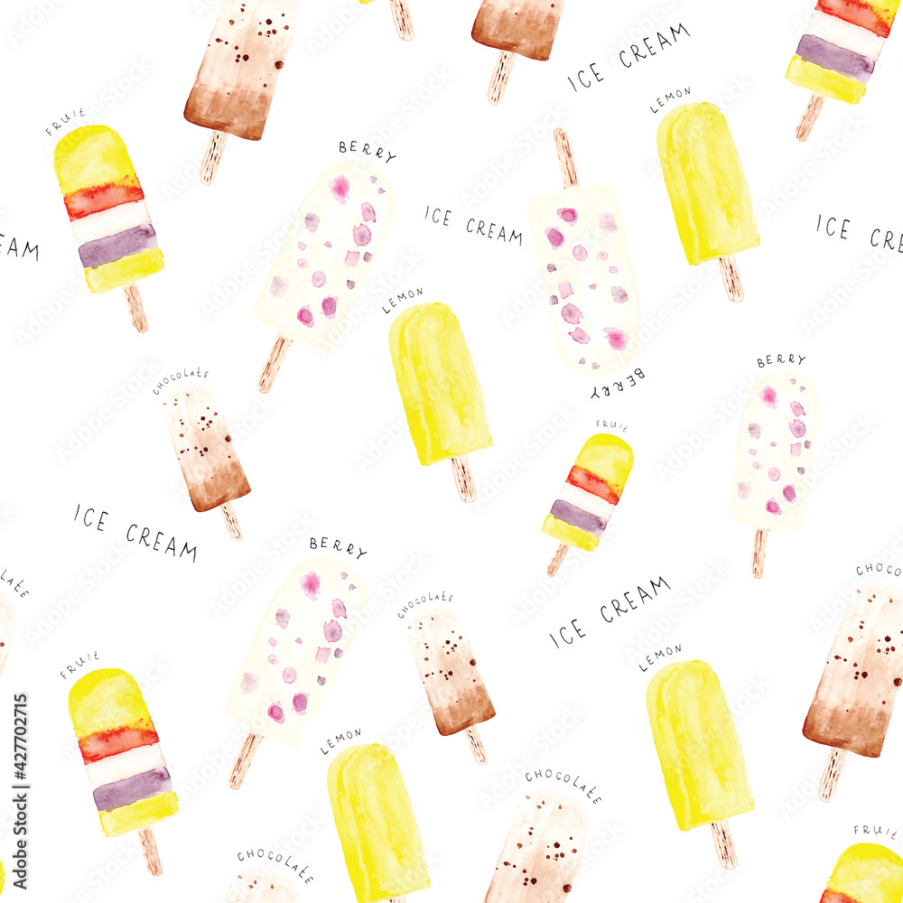 Pattern Fruit ice cream. Lemon ice cream. Berry ice cream. Chocolate ...