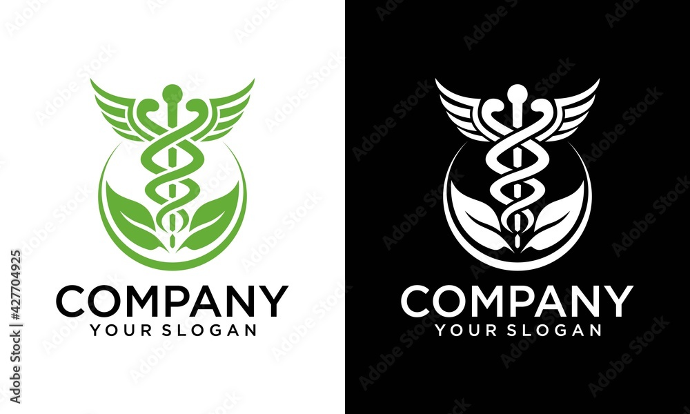 vector medical farmacy and leaf, health care green medical logo ...