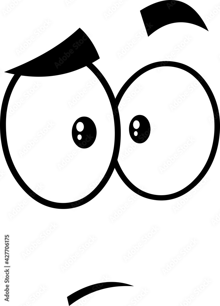 Outlined Astonished Cartoon Funny Face With Panic Expression. Vector ...