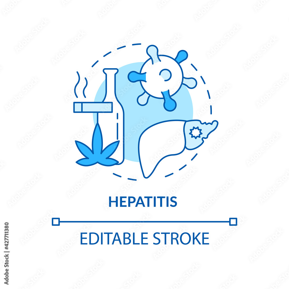 Hepatitis concept icon. Liver disease type idea thin line illustration ...