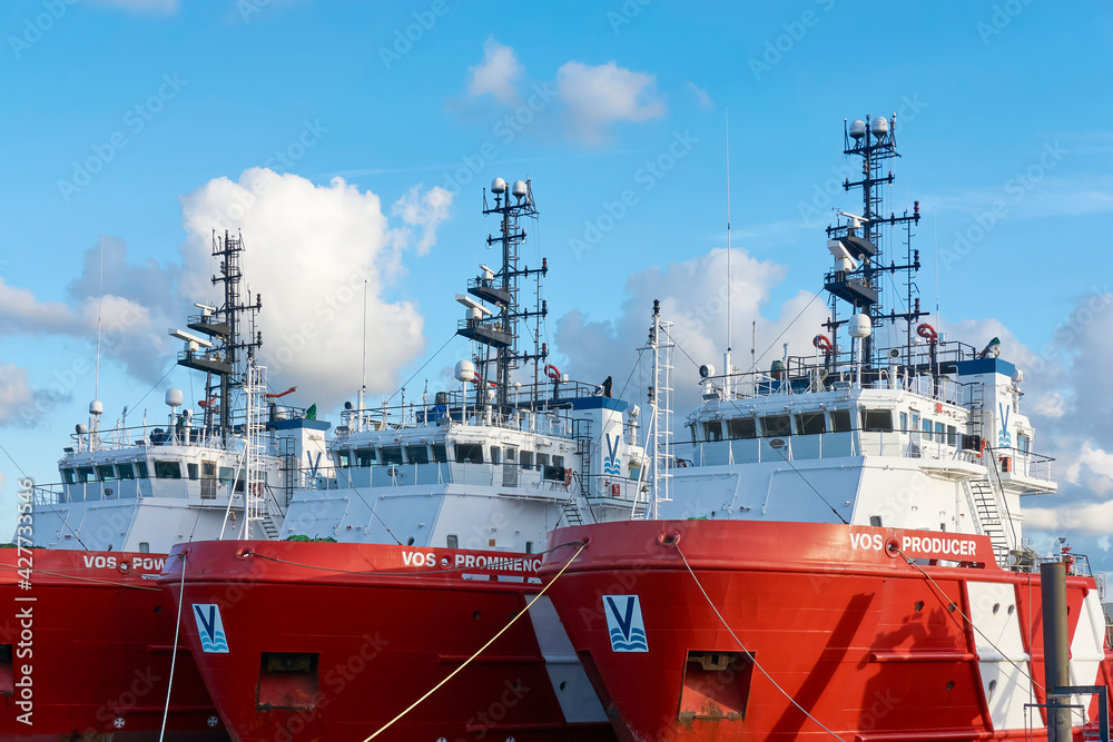 The three Platform Supply Vessels Vos Producer, Vos Prominence and Vos ...