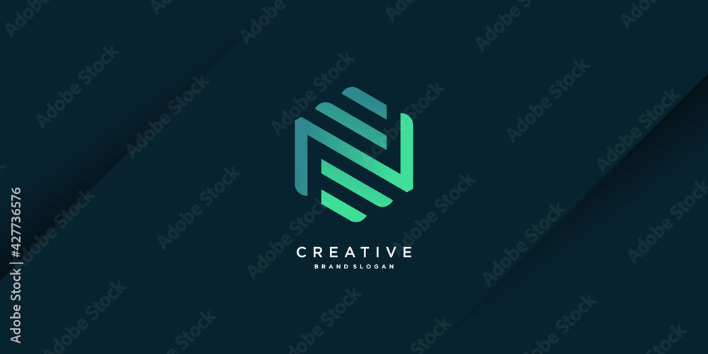 Monogram letter N logo with creative modern concept and gradient style ...